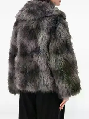 SWORD 6644 Shawl-collar Faux-fur Coat