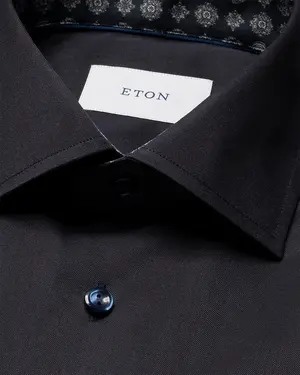 Eton Cotton Contemporary Geo Detail Solid Shirt - Navy