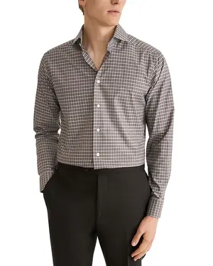 Eton Cotton Contemporary Fit Check Shirt - Light Beige