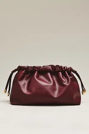Maeve Cched Leather Clutch - Wine
