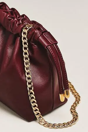 Maeve Cched Leather Clutch - Wine