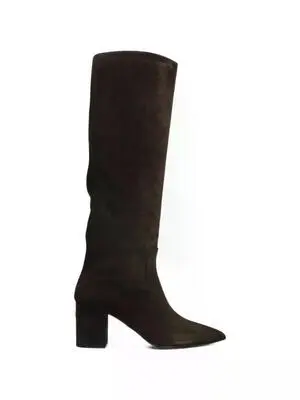 VIA ROMA 15 Logo-plaque Pointed-toe Knee-high Boots - Brown