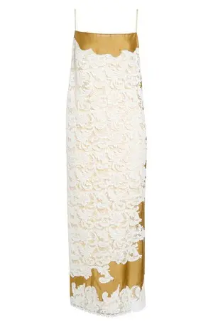 Khaite Nevis Lace Slipdress - Bronze/ivory