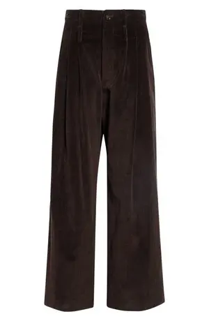 JAMIE HALLER Triple Pleat Wide Leg Corduroy Trousers