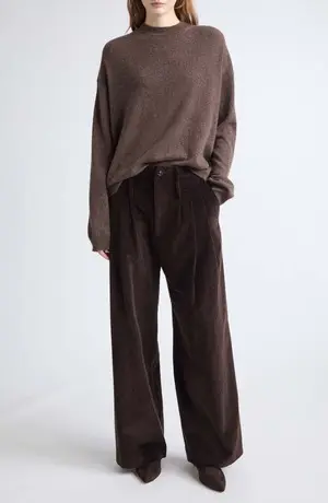 JAMIE HALLER Triple Pleat Wide Leg Corduroy Trousers