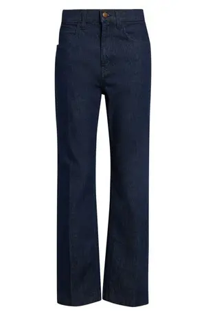 JAMIE HALLER The Blind Crease High Waist Crop Straight Leg Jeans - Dark Raw