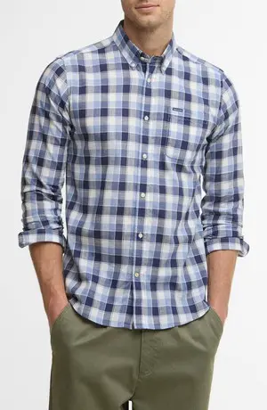 Barbour Harwood Gingham Tailored Fit Button Down Shirt - Blue