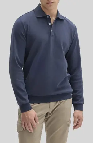 Robert Barakett Elton Long Sleeve Polo - Dark Caspian