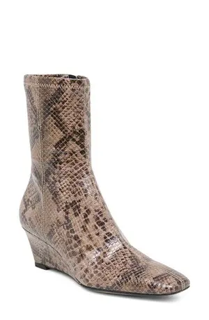 Dolce Vita Hanie Wedge Boot Brown Snake Embossed