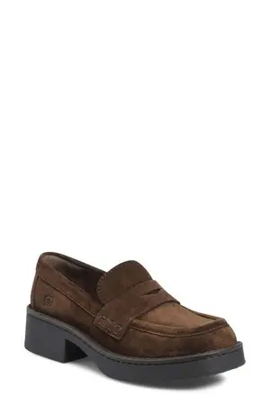 BØRN Faythe Leather Penny Loafer Chocolate Suede