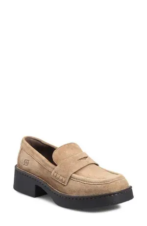 BØRN Faythe Leather Penny Loafer Taupe Suede