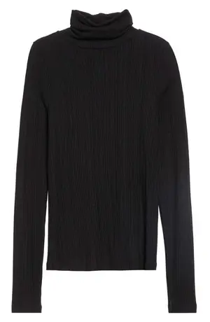 JAMIE HALLER Rib Turtleneck - Black
