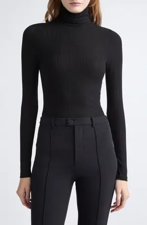JAMIE HALLER Rib Turtleneck - Black