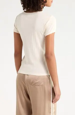Donni. The Pointelle Organic Cotton Baby T-shirt - Creme