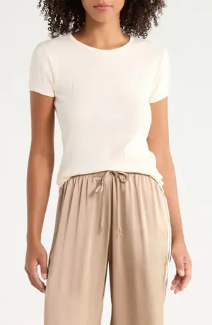 Donni. The Pointelle Organic Cotton Baby T-shirt - Creme