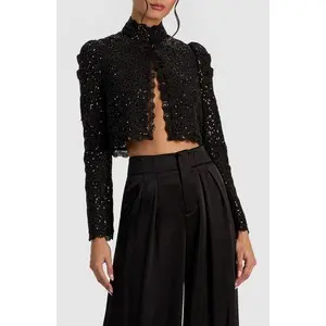 Alice + Olivia Thomasina Embellished Lace Jacket - Black