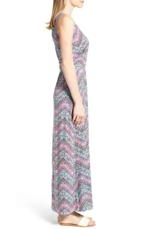 Loveappella Shirred Waist Jersey Maxi Dress