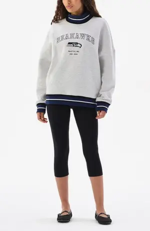 OFF SEASON Philadelphia Eagles Mock Neck Graphic Sweatshirt - Heather Grey/seahawks