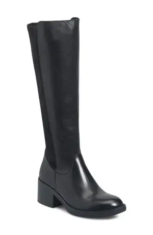 BØRN Violette Knee High Leather Boot Black Leather Stretch