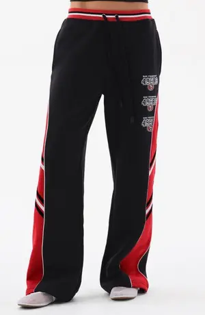OFF SEASON Colorblocked Fleece Straight Leg Pants - Black/49ers