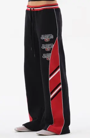 OFF SEASON Colorblocked Fleece Straight Leg Pants - Black/49ers
