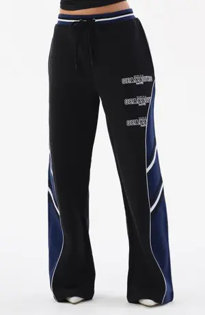 OFF SEASON Colorblocked Fleece Straight Leg Pants Black/seahawks