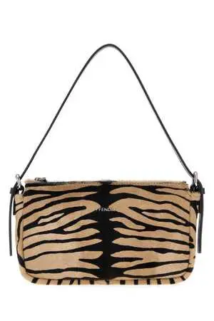 Fendi Printed Calf Hair Zip Top Shoulder Bag - Multicolor