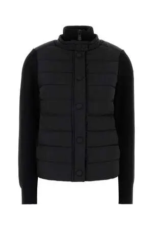Moncler Nylon And Knit Cardigan - Black