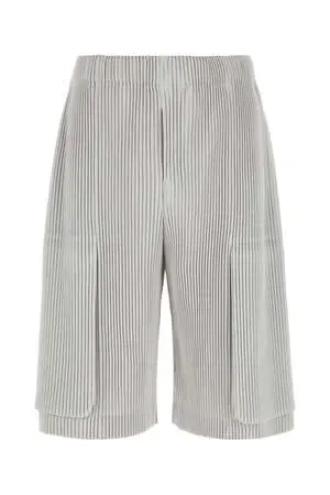 Issey Miyake Light Grey Polyester Bermuda Shorts