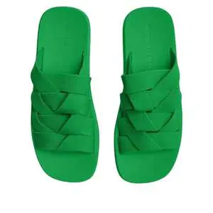 Bottega Veneta Intrecciato Elastic Slides - Green
