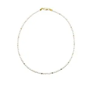 THE BULUMS The Mercer Signature Dainty Freshwater Pearl Necklace With Gold Accents - White/gold