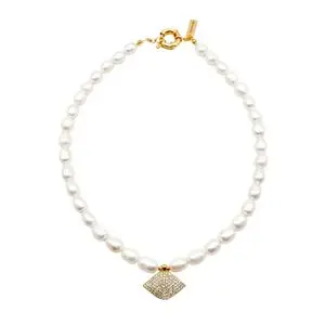 THE BULUMS The Delos Signature Natural Pearl Crystal Eye Necklace - White/gold