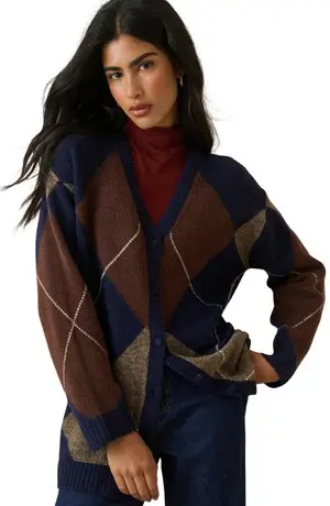 NOBODY'S CHILD Argyle Cardigan