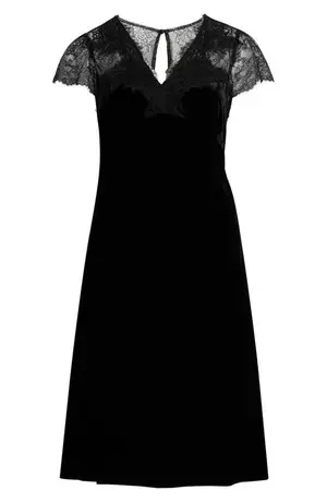 Chelsea28 Lace And Velvet Midi Dress