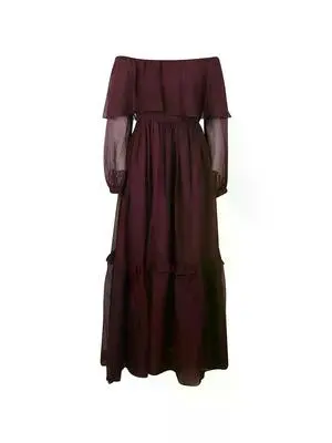 Raquel Diniz Off-shoulder Ruffled A-line Maxi Dress