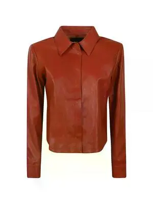 Stouls The Alba Lambskin Leather Shirt - Red