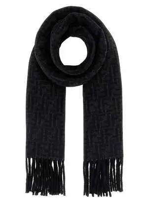 Fendi Black Wool And Cashmere Reversible Scarf - Multicolor