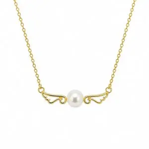 ANGEL BAROCCO Angel Wing Pearl Necklace – Gold - Silver