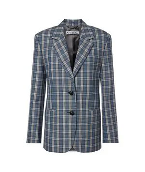 Acne Studios Plaid Wool Mouliné Blazer - Blue
