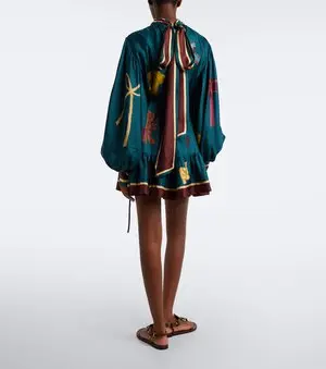 ALEMAIS Alémais Rosette Printed Silk Twill Minidress