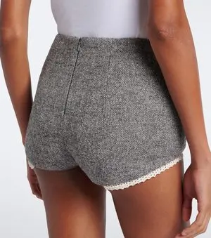 Magda Butrym Herringbone Wool And Cashmere-blend Shorts