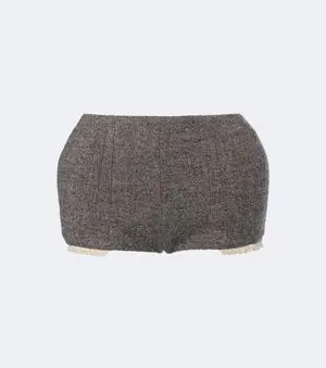 Magda Butrym Herringbone Wool And Cashmere-blend Shorts - Grey