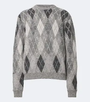ERL Argyle Cotton And Wool-blend Sweater - Grey