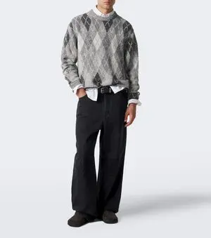ERL Argyle Cotton And Wool-blend Sweater