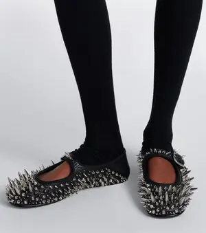 Bottega Veneta Veneziana Spiked Leather Mary Jane Flats