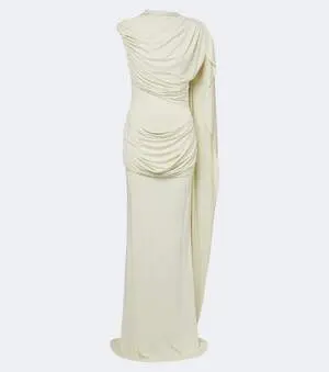DE LA VALI Draped Jersey Gown - White