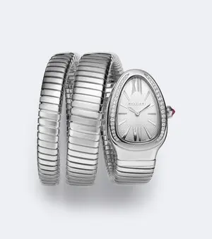 BVLGARI Serpenti Tubogas Embellished Stainless Steel Watch - Silver