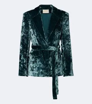 Ulla Johnson Ellery Belted Velvet Blazer - Blue