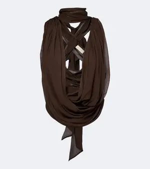 DE LA VALI Isolde Draped Goergette Top - Brown