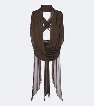 DE LA VALI Isolde Draped Goergette Top - Brown
